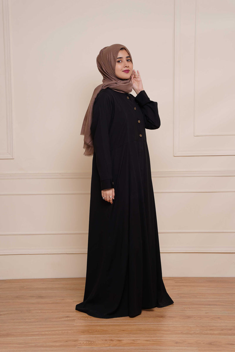 Turkish Styled Coat with Body (Black) - Jilbaab